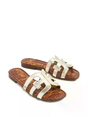 Sam Edelman Bay Metallic Leather Flat Sandals - Gold