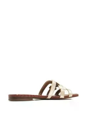 Sam Edelman Bay Metallic Leather Flat Sandals - Gold