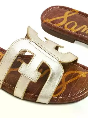 Sam Edelman Bay Metallic Leather Flat Sandals - Gold