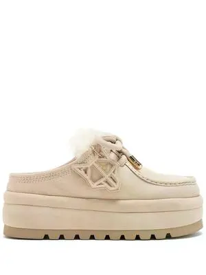 NAKED WOLFE Blizzard Faux Fur-trimmed Platform Mules - Neutrals