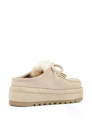NAKED WOLFE Blizzard Faux Fur-trimmed Platform Mules - Neutrals