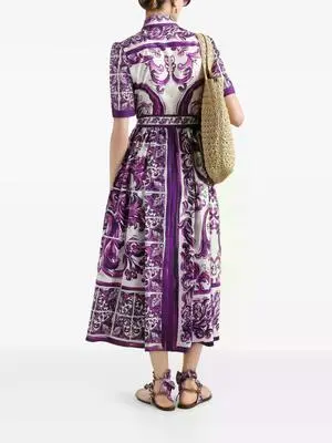 Dolce & Gabbana Majolica-print Midi Shirt Dress - White