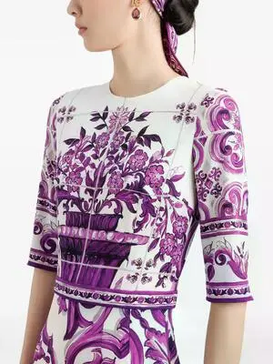 Dolce & Gabbana Maiolica-print Midi Dress - White
