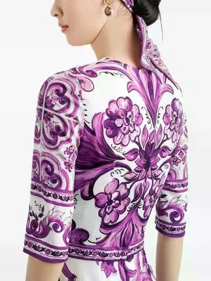Dolce & Gabbana Maiolica-print Midi Dress - White