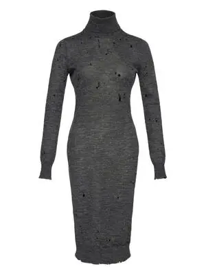 MAISON MARGIELA Turtleneck Ribbed Dress - Grey
