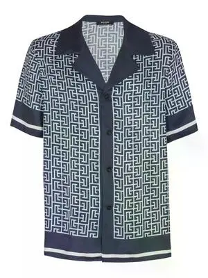 Balmain Monogram-pattern Shirt - Blue
