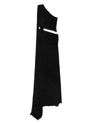 NISSA One-shoulder Embellished Dress - Black