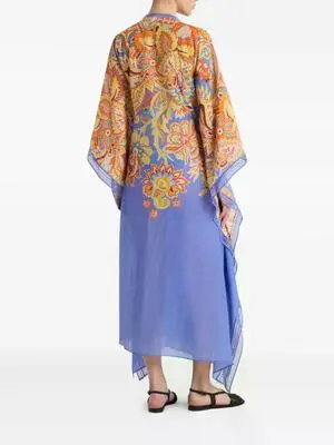 Etro Floral-print Beach Kaftan - Blue
