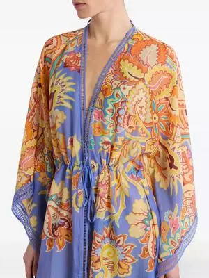 Etro Floral-print Beach Kaftan - Blue