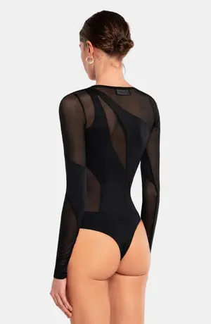 OW Spiral Bodysuit With Mesh Details