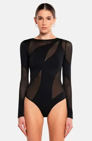 OW Spiral Bodysuit With Mesh Details