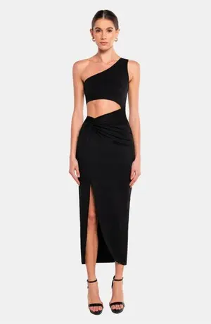 OW Isabella One-shoulder Cutout Midi Dress - Black