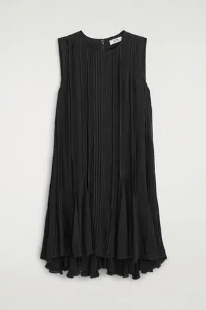 Cos Voluminous Pleated Midi Dress - Black