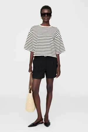 ANINE BING Trent Leather Blend Shorts - Black