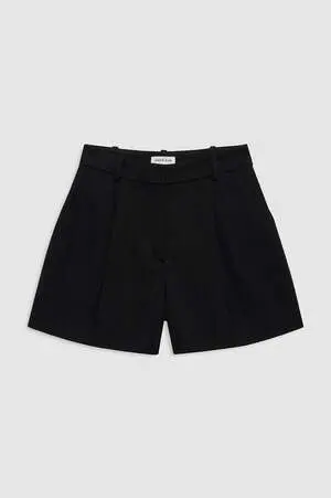 ANINE BING Trent Leather Blend Shorts - Black
