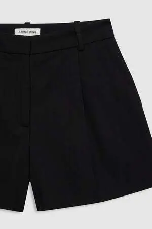 ANINE BING Trent Leather Blend Shorts - Black