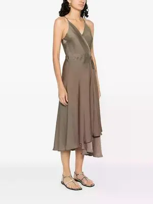 MOUTAKI Satin Midi Dress - Green