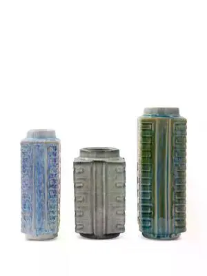 POLSPOTTEN Small City Textured Ceramic Vases - Blue
