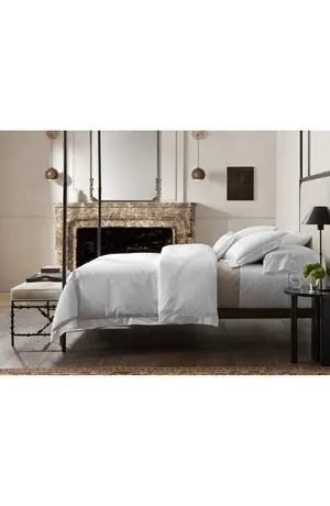 MATOUK Bergamo Hemstitch Cotton Percale Duvet Cover - Bone