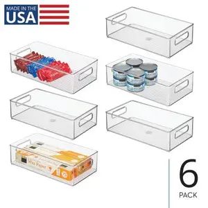 IDESIGN Stackable Fridge Binkitchen Storage Bin For Pantry, Cabinets, Or Fridge, Set Of 6 - Clear