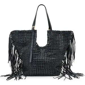ALLSAINTS Ara East West Woven Leather Tote - Black