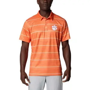 Columbia Clemson Tigers Pfg Super Terminal Tackle™ Omni-shade™ Stripe Polo - Orange