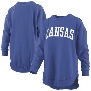 PRESSBOX Kansas Jayhawks Melange Poncho Fleece Pullover Sweatshirt - Royal