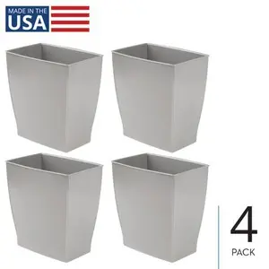 IDESIGN Small Rectangular Bathroom Trash Cansset Of 4 - Gray