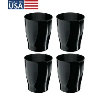 IDESIGN Small Round Plastic Bathroom Trash Canideal For Bathroom Or Officeset Of 4 - Black