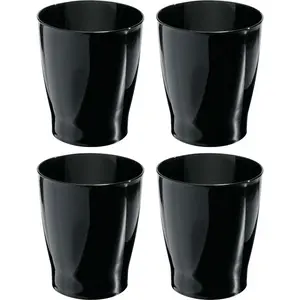 IDESIGN Small Round Plastic Bathroom Trash Canideal For Bathroom Or Officeset Of 4 - Black