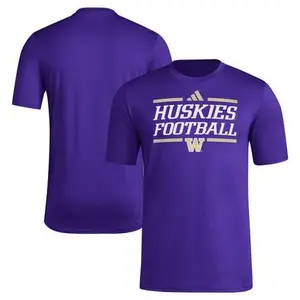 Adidas Washington Huskies Locker Football Pre-game Aeroready T-shirt - Purple
