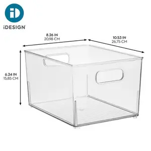 IDESIGN Small Stackable Plastic Bathroom Storage Bin With Handlesset Of 4