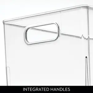 IDESIGN Small Stackable Plastic Bathroom Storage Bin With Handlesset Of 4