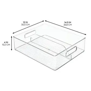 MDESIGN Divided Pantry Bin With Handles For Pantry, Refrigerator