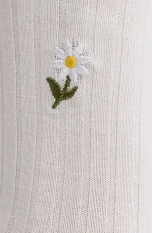 CASA CLARA Floral Embroidered Crew Socks - Cloud
