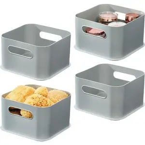 IDESIGN Storage Bins With Handlesorganize Kitchen, Bathroom - Gray