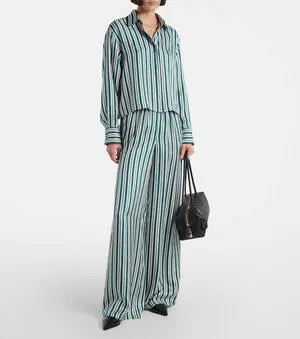 Max Mara Ladino Striped Wide-leg Silk Twill Pants - Multicoloured