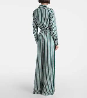 Max Mara Ladino Striped Wide-leg Silk Twill Pants - Multicoloured
