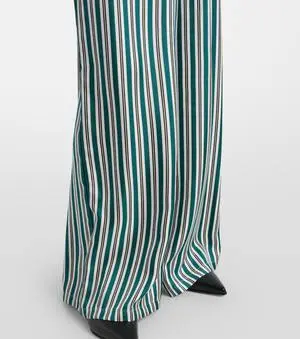 Max Mara Ladino Striped Wide-leg Silk Twill Pants - Multicoloured