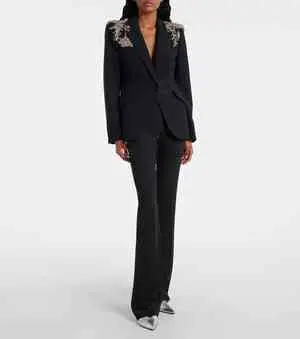 Alexander McQueen Embellished Crepe Blazer