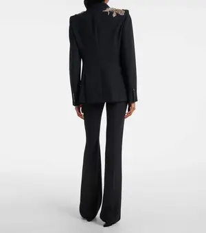 Alexander McQueen Embellished Crepe Blazer