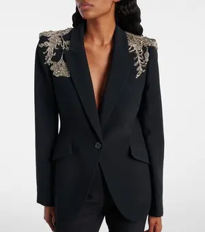 Alexander McQueen Embellished Crepe Blazer