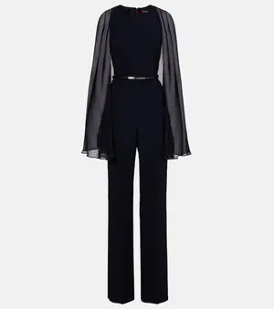 Max Mara Vertice Caped Cady Jumpsuit - Blue
