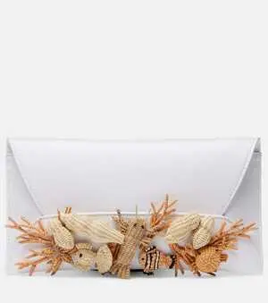 AQUAZZURA Marea Raffia-effect Clutch - White