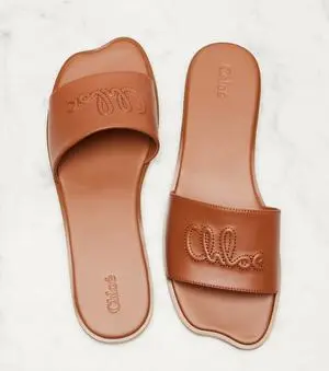 Chloé Flower Leather Slides