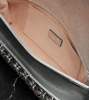 JIMMY CHOO Kya Metallic Leather Clutch - Silver