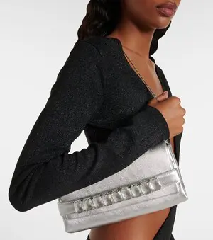 JIMMY CHOO Kya Metallic Leather Clutch - Silver