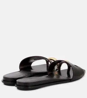 Tory Burch Leather Flat Sandals - Black