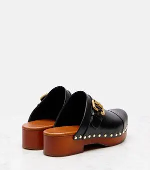 Chloé Jeannette Embellished Leather Clogs - Black