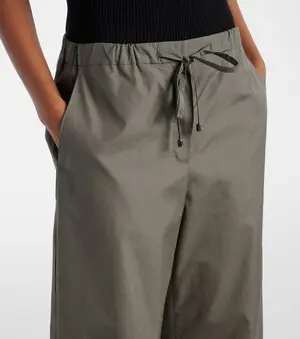 Max Mara Auero Cotton Wide-leg Pants - Grey